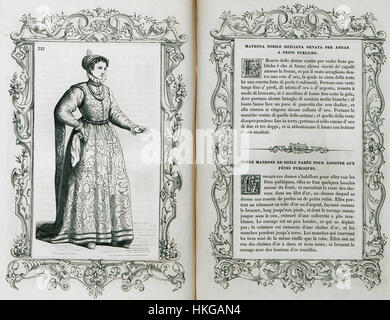 'Matrona nobile Siciliana' by Cesare Vecellio depicts a noble Sicilian ...