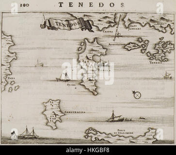 This 1688 map by Olfert Dapper depicts the city of Rhodes in its ...