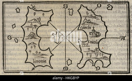 This map, created by Benedetto Bordone in 1547, depicts the island of ...