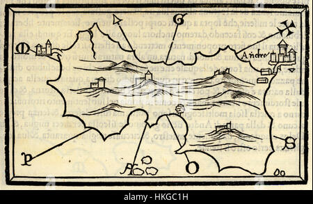 A 1547 map by Benedetto Bordone depicting the Strofades Islands ...