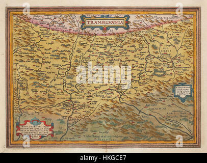 Antique Map of Transylvania, Romania by Abraham Ortelius, circa Stock ...