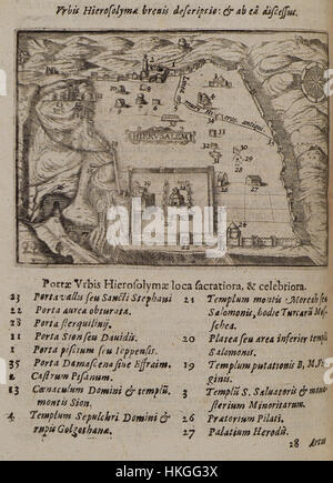 This 1619 map by Johannes van Cootwijck depicts the city of Jerusalem ...