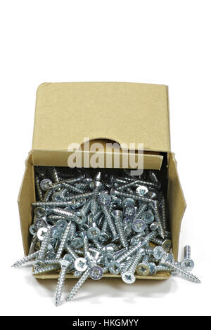 Self-tapping screws in a cardboard box. Screw for working with wood ...
