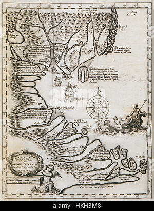 This 17th-century map illustrates the northern regions of Norway ...