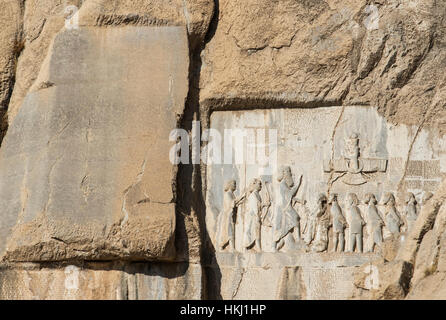 Behistun Inscription, relief with an inscription about Darius I Stock ...