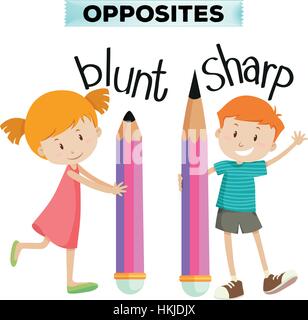 Opposite words for blunt and sharp illustration Stock Vector Image ...