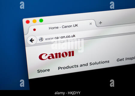 LONDON, UK - OCTOBER 22ND 2015: The homepage of the official Canon ...