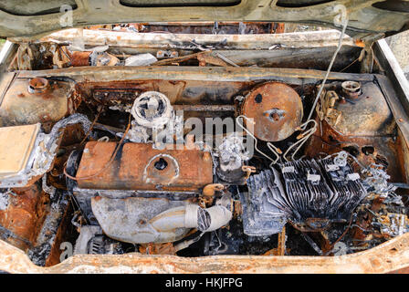 engine bay fire fires burnt out car cars damaged insurance claim wiring ...