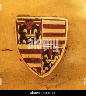 Anjou coat of arms on the globus cruciger of Hungary. 14th century ...