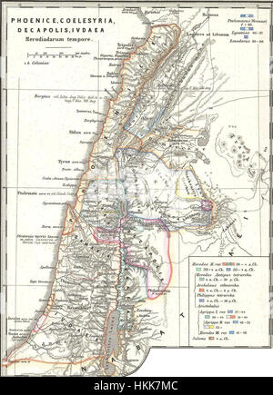 A historical map of Palestine, showcasing its geographical features and ...