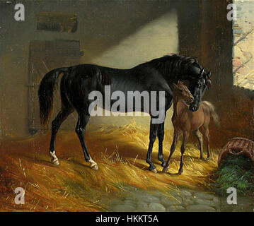 This painting by Adam Benno depicts a scene of French hounds ...