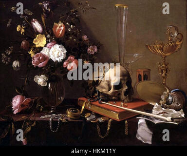 Vanitas Still Life, painted by Adriaen van Nieulandt II in 1636. The ...