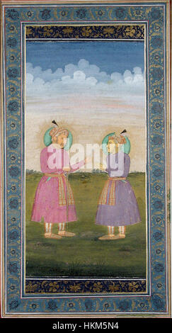A regal portrait of Emperor Jahangir, the Mughal ruler of India. The ...