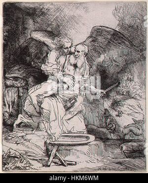 This artwork, titled 'Abraham's Sacrifice', depicts the biblical scene ...