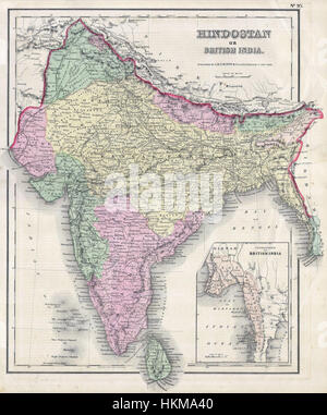 The 1855 Colton Map of India is an antique map that shows the ...