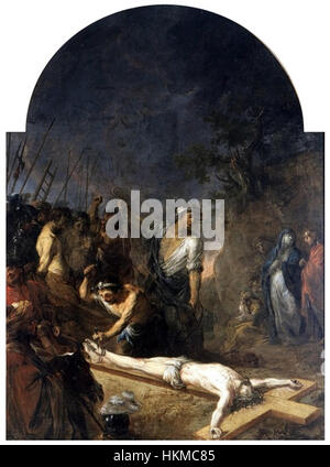 The painting 'Jesus Being Nailed to the Cross' by Willmann shows a ...