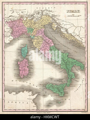 The 1827 Finley Map of Italy is an antique map showcasing the ...