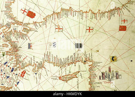 Albino de Canepa's 1489 Portolan Chart is a detailed navigation map ...