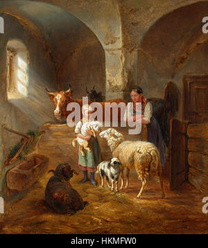 This painting by Adam Benno depicts a scene of French hounds ...