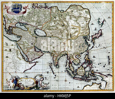 17th century Map of Asia Stock Photo - Alamy