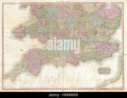 The 1818 Pinkerton Map of Southern England provides a detailed ...
