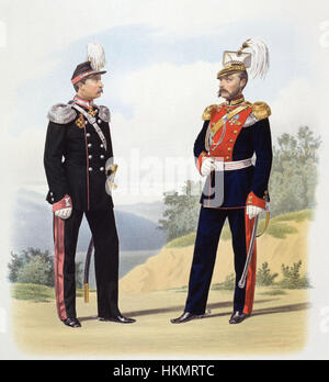 This artwork depicts the evolution of uniforms and armament of the ...