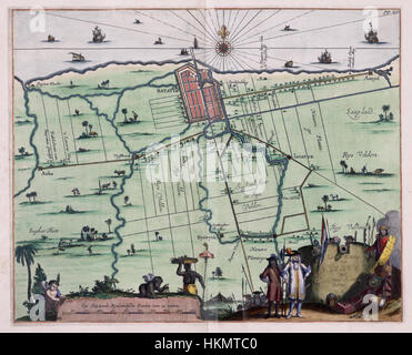 This historical map depicts Batavia and its surrounding areas, offering ...