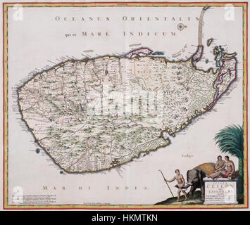 Ancient vintage map of Ceylon. Modern name Sri Lanka. 1598 Stock Photo ...