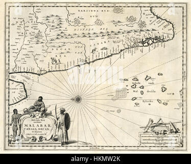 This 18th-century map details the Malabar Coast and the Deccan Plateau ...