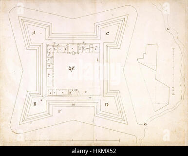 This map and elevation drawing depicts the fort at Trincomalee, Sri ...