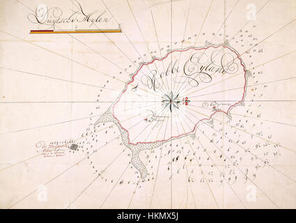 This historical map shows the layout of Robben Island, a significant ...