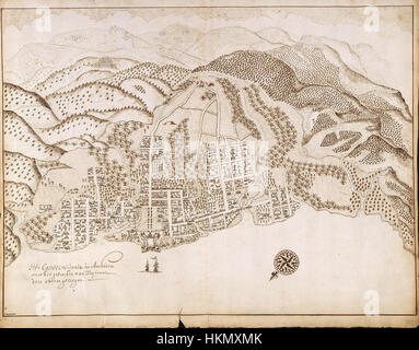 Aerial view of the historical part of the city on a sunny day. Lyon ...