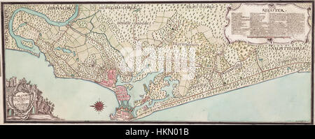 A historical map showing the city of Colombo and its surrounding ...