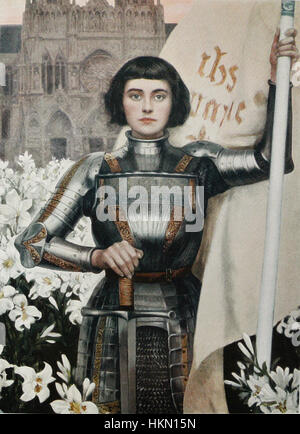 This work portrays Jeanne d'Arc (Joan of Arc), an iconic historical ...