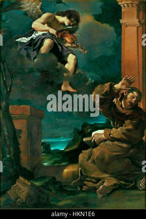 This painting depicts Saint Francis receiving the stigmata, a sacred Christian moment. The work ...