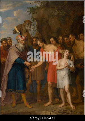 A painting of Joseph being sold by his brothers, illustrating a ...