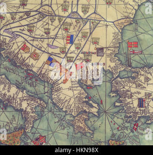 A detailed map from the Catalan Atlas, created by Abraham and Jehuda ...