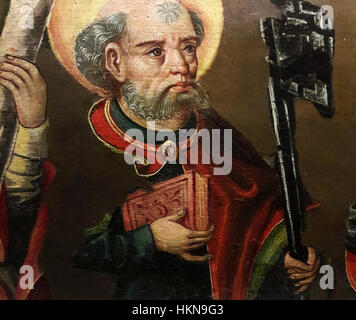 Altar predella with Christ and Twelve Apostles (detail).. turn of the ...