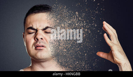 Mental health concept with depressive man dissolving into pieces Stock ...