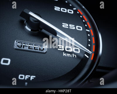 Car speedometer 3d rendering illustration. High speed concept. 300 km/h ...