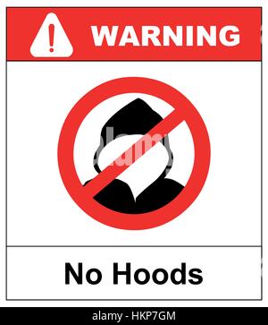 No hoods under this point sign. Warning banner. Vector illustration ...