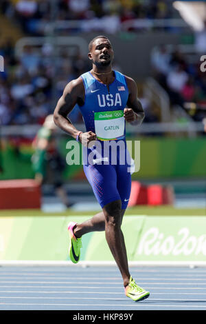 Justin Gatlin of the United States in action during 100m Semi final 3 ...