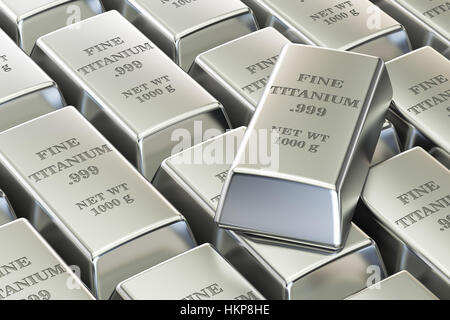 Titanium ingots, titanium bars. 3D rendering isolated on white ...