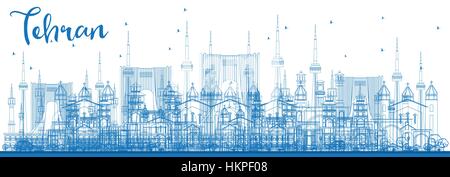 Iran, Tehran line travel skyline set. Iran, Tehran outline city vector ...