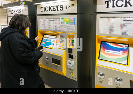 Tyne and Wear Metro system ticket vending machine display screen ...