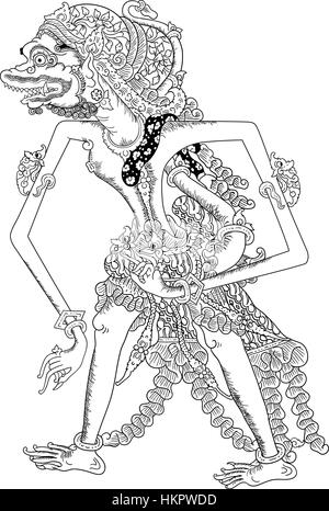 Jatayu, a character of traditional puppet show, wayang kulit from java ...