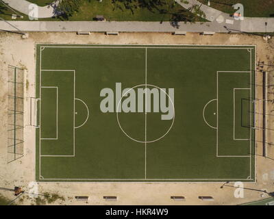 Soccer field. View from above from football field line. Contour limits ...
