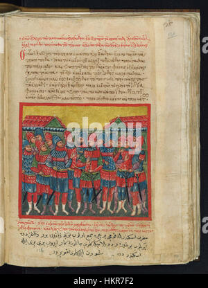 This manuscript illustration depicts Byzantine Greek soldiers from the ...
