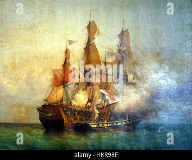 This oil painting depicts the French ship Provence, an important vessel ...