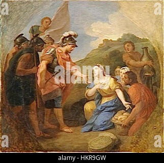 This painting depicts the biblical scene of David slaying Goliath with ...